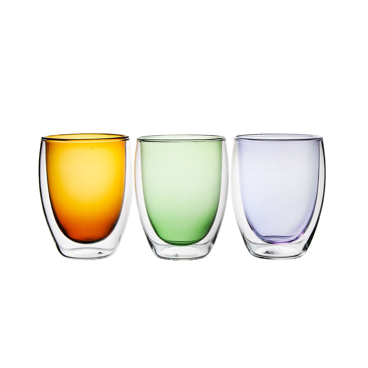 Double Wall Glass Espresso Cups with Colored Inner Wall - Vmara Glass
