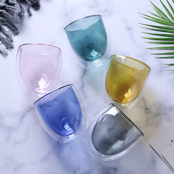 Double Wall Glass Espresso Cups with Colored Inner Wall - Vmara Glass