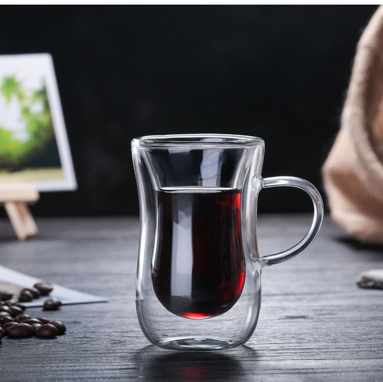 Double Walled Insulated Glass Coffee Mugs With Handle - Vmara Glass